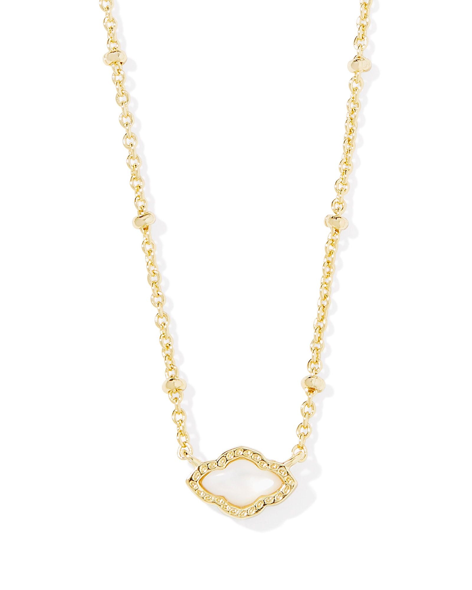 Kendra Scott Mini Abbie Satellite Short Pendant Necklace - Gold Ivory ...