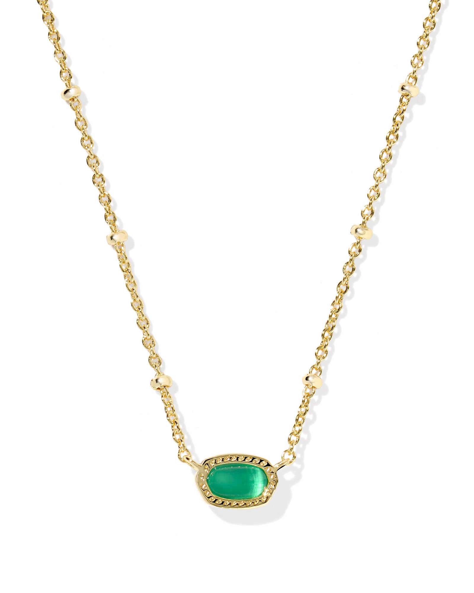 Kendra Scott Mini Elisa Satellite Short Pendant Necklace - Gold Emeral ...