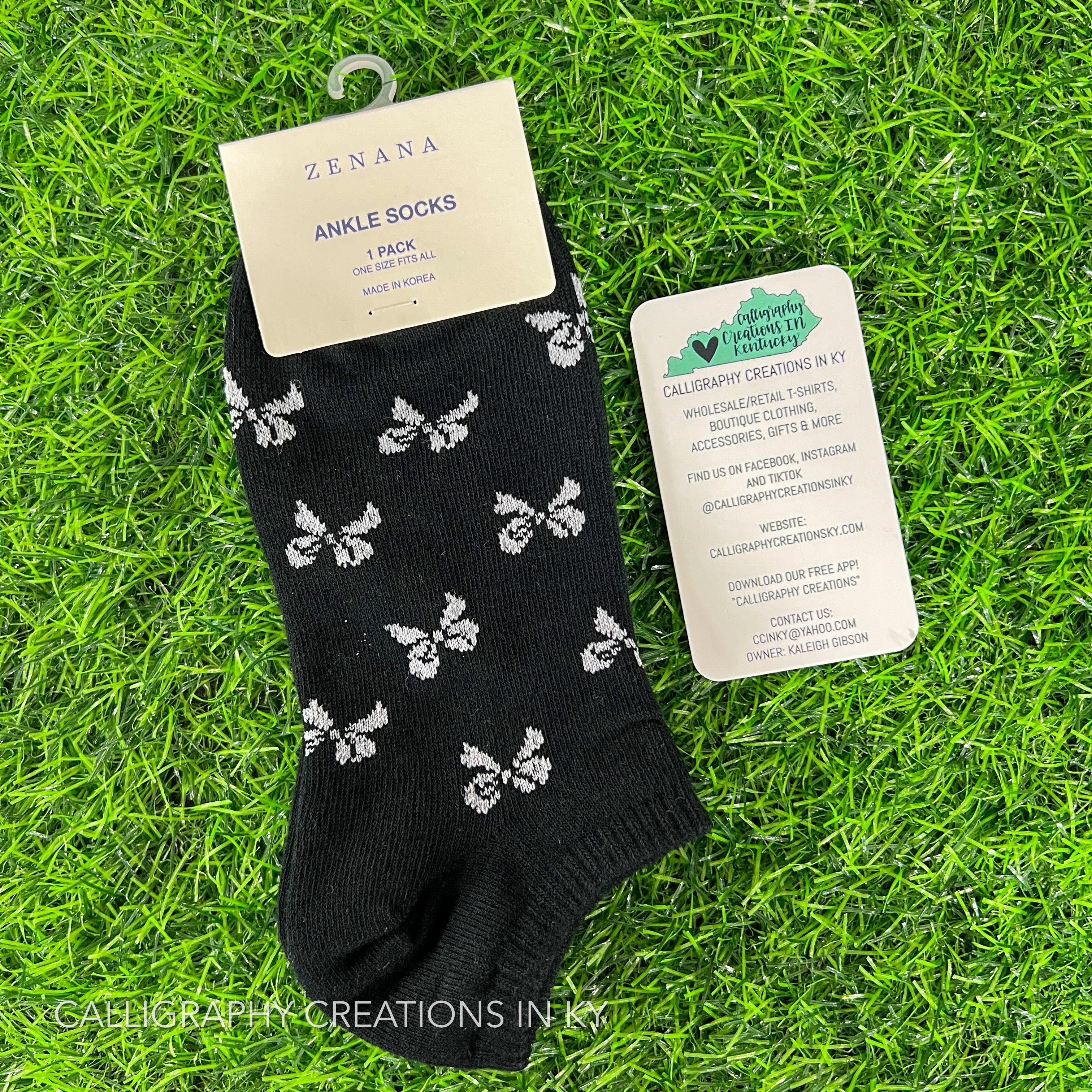 Black | Bow Socks – Calligraphy Creations In KY