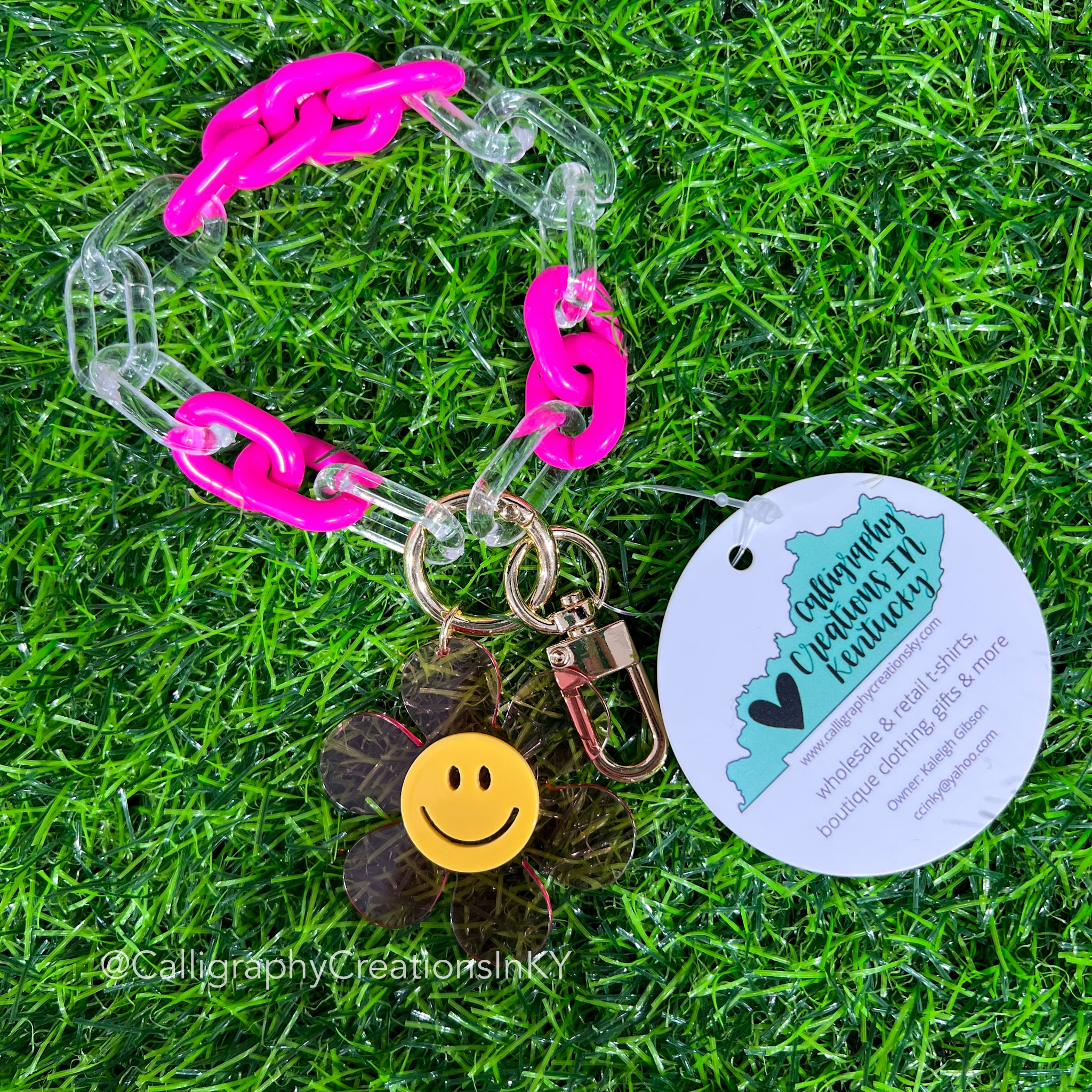Pink Hippie Wrist Keychain – Calligraphy Creations In KY