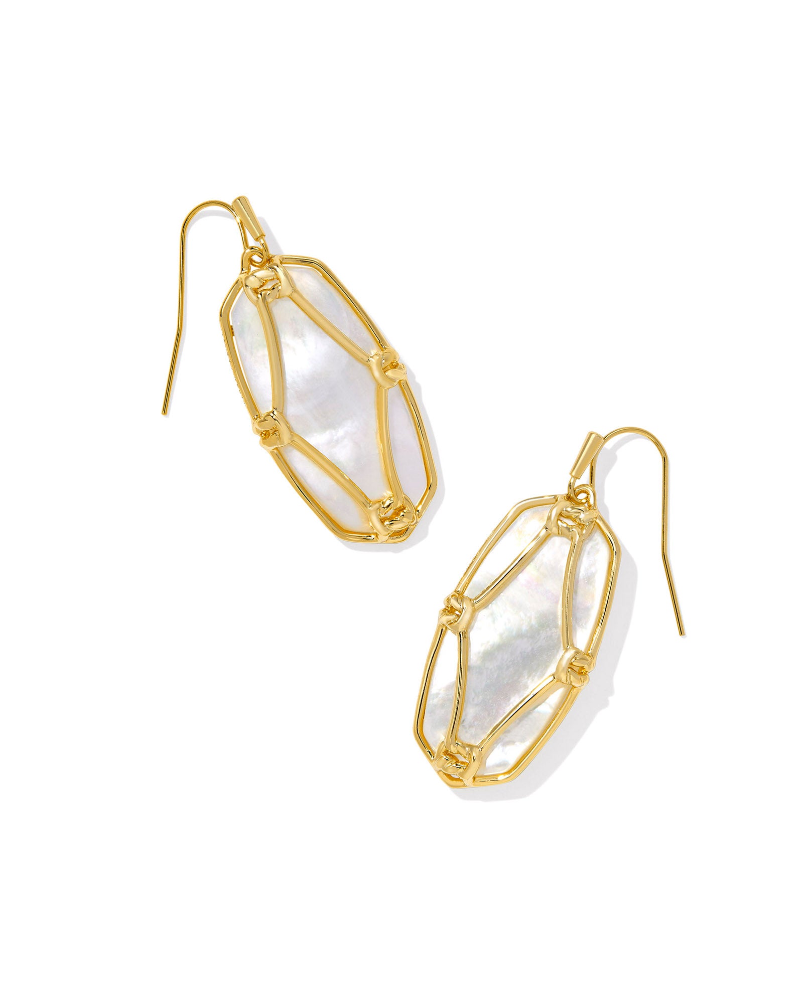 Kendra Scott Elisa Lattice Frame Drop Earrings - Gold Ivory Mother Of ...