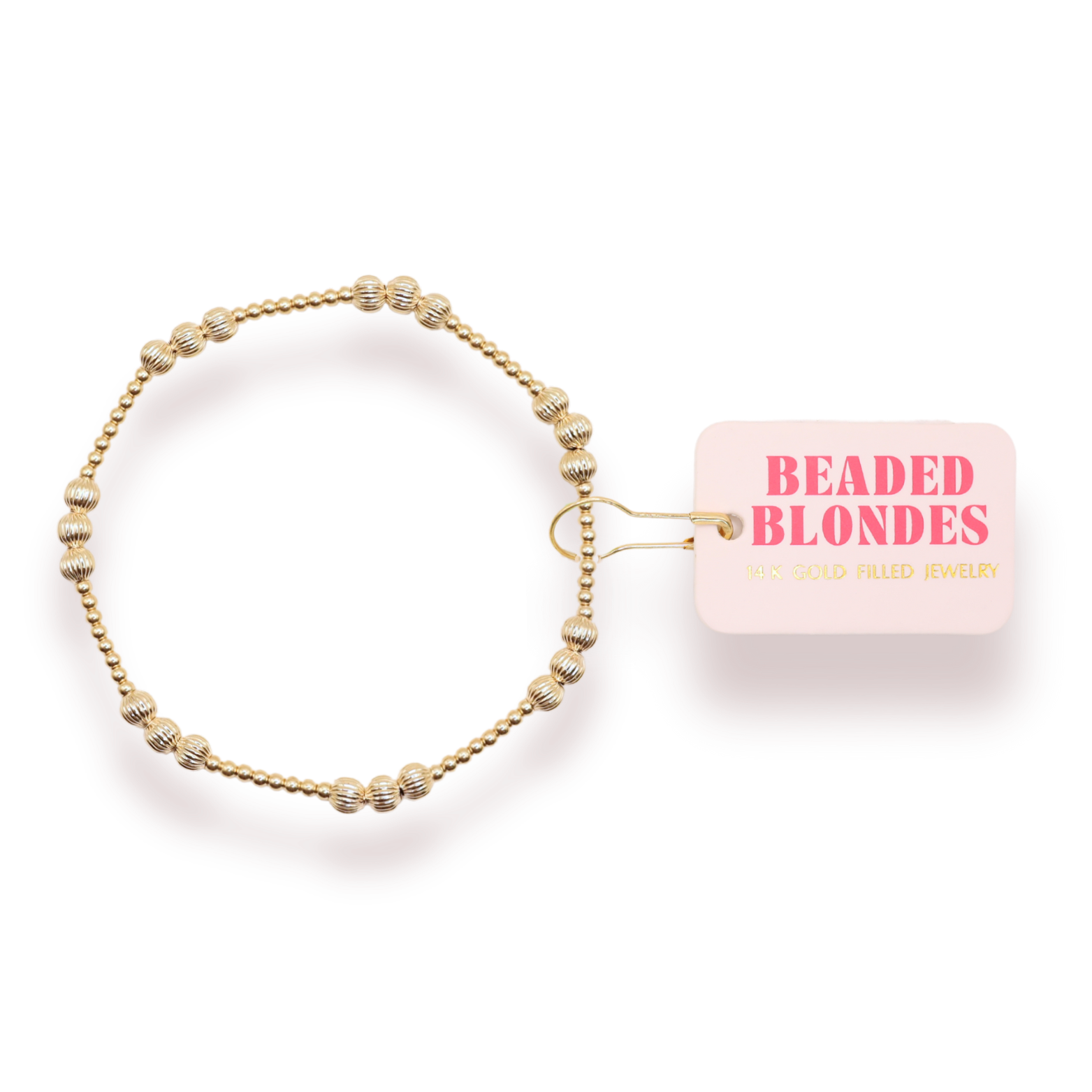 ILY Gold Fluted Bracelet: Standard 6.75 inch | Beaded Blondes ...