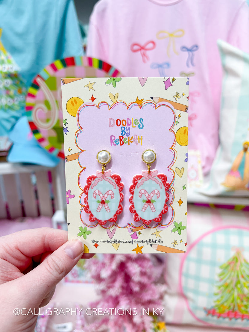 Scallop Candy Cane Earrings • Doodles By Rebekah – Calligraphy ...