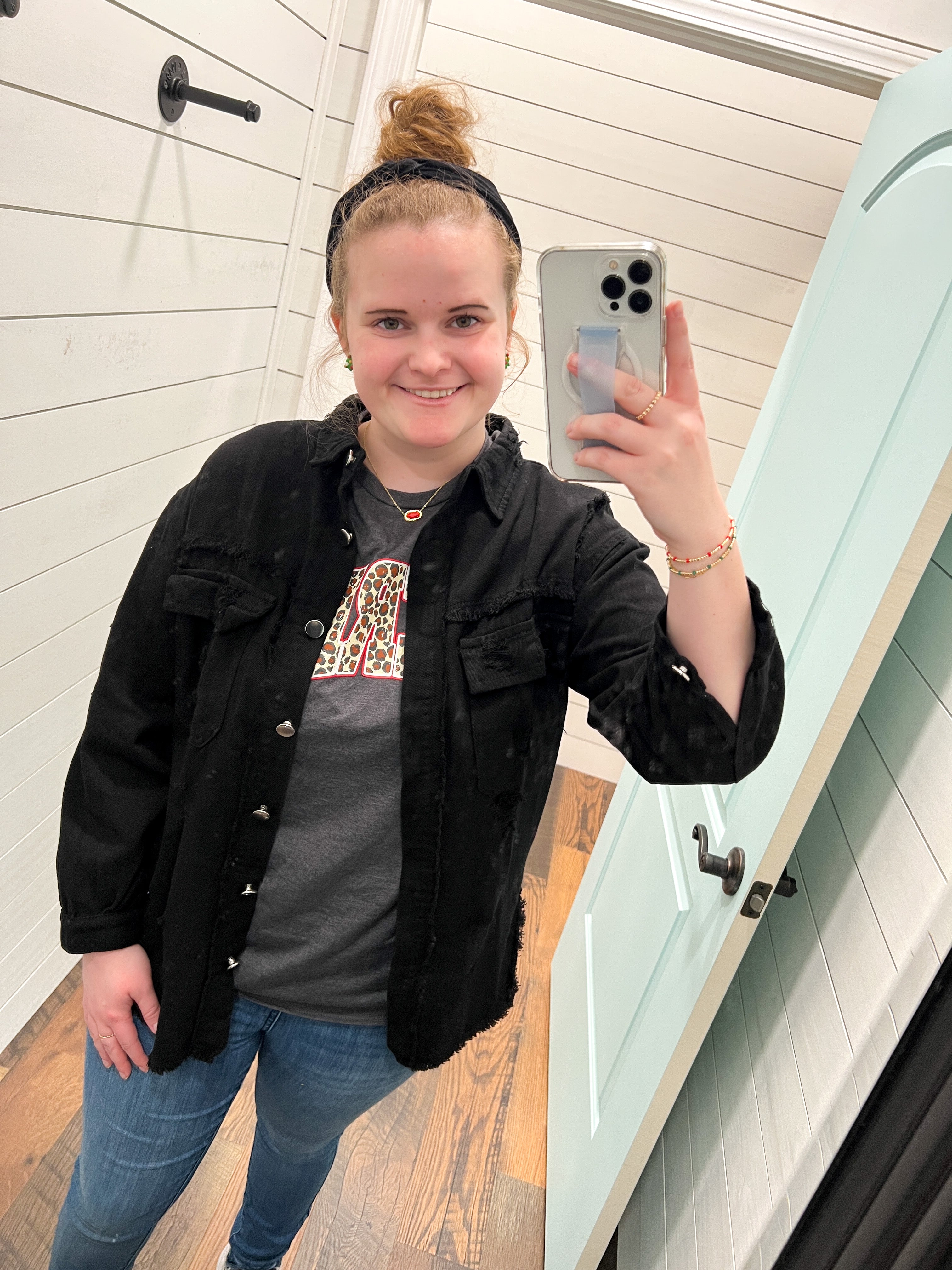 Black Distressed Shacket – Calligraphy Creations In KY