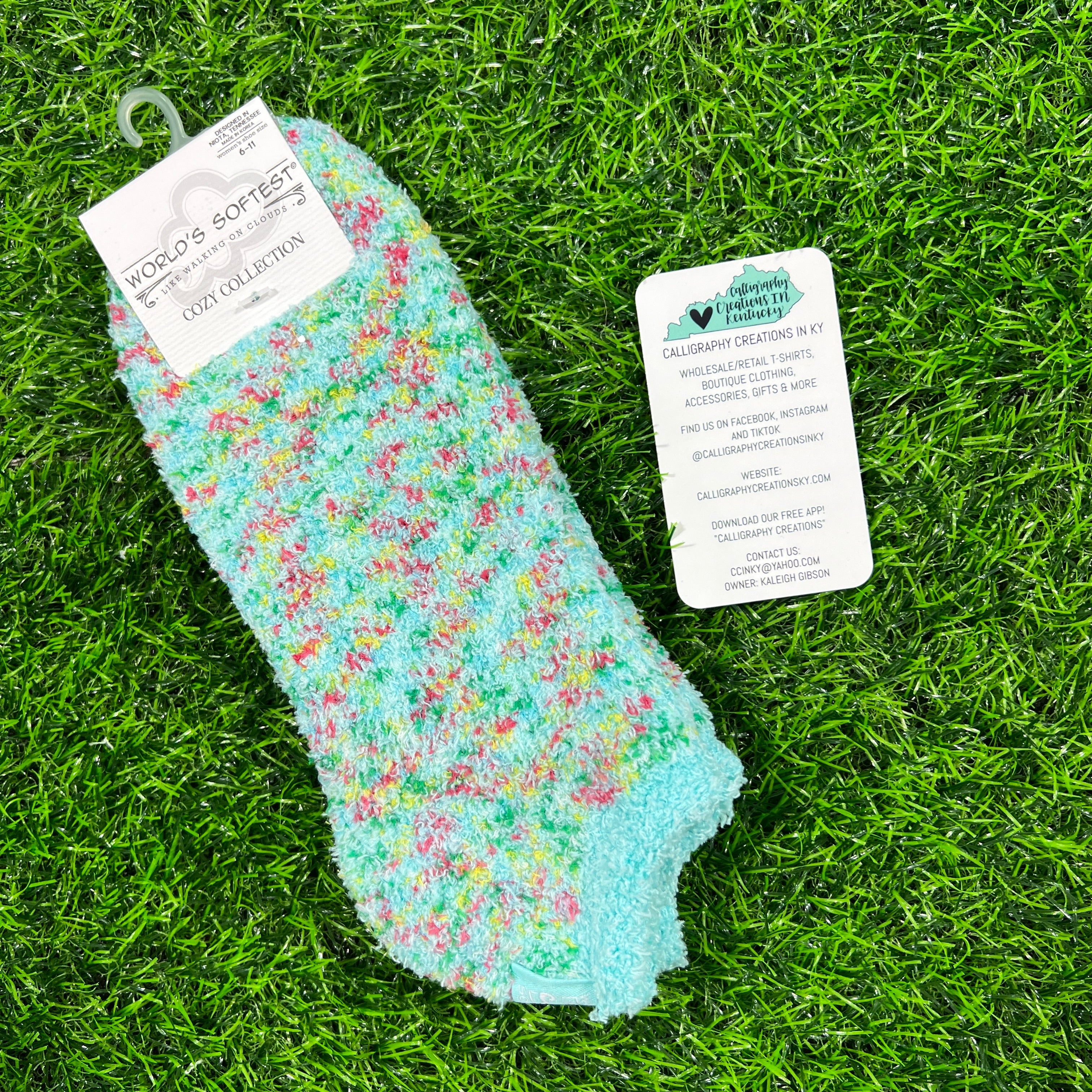 Aqua Blue Confetti Cozy Low | World’s Softest Socks – Calligraphy ...