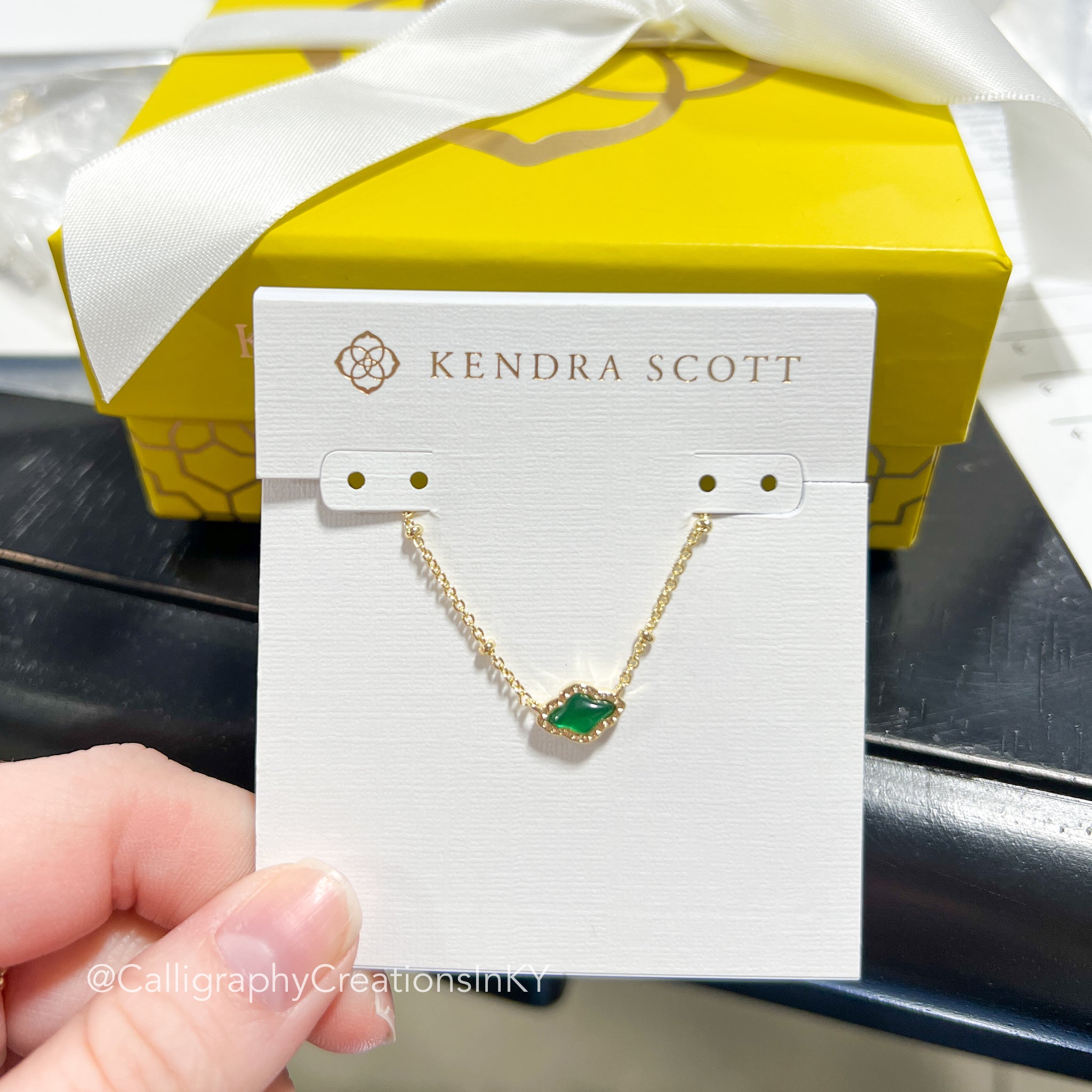 Kendra Scott Mini Abbie Satellite Short Pendant Necklace - Gold Green ...