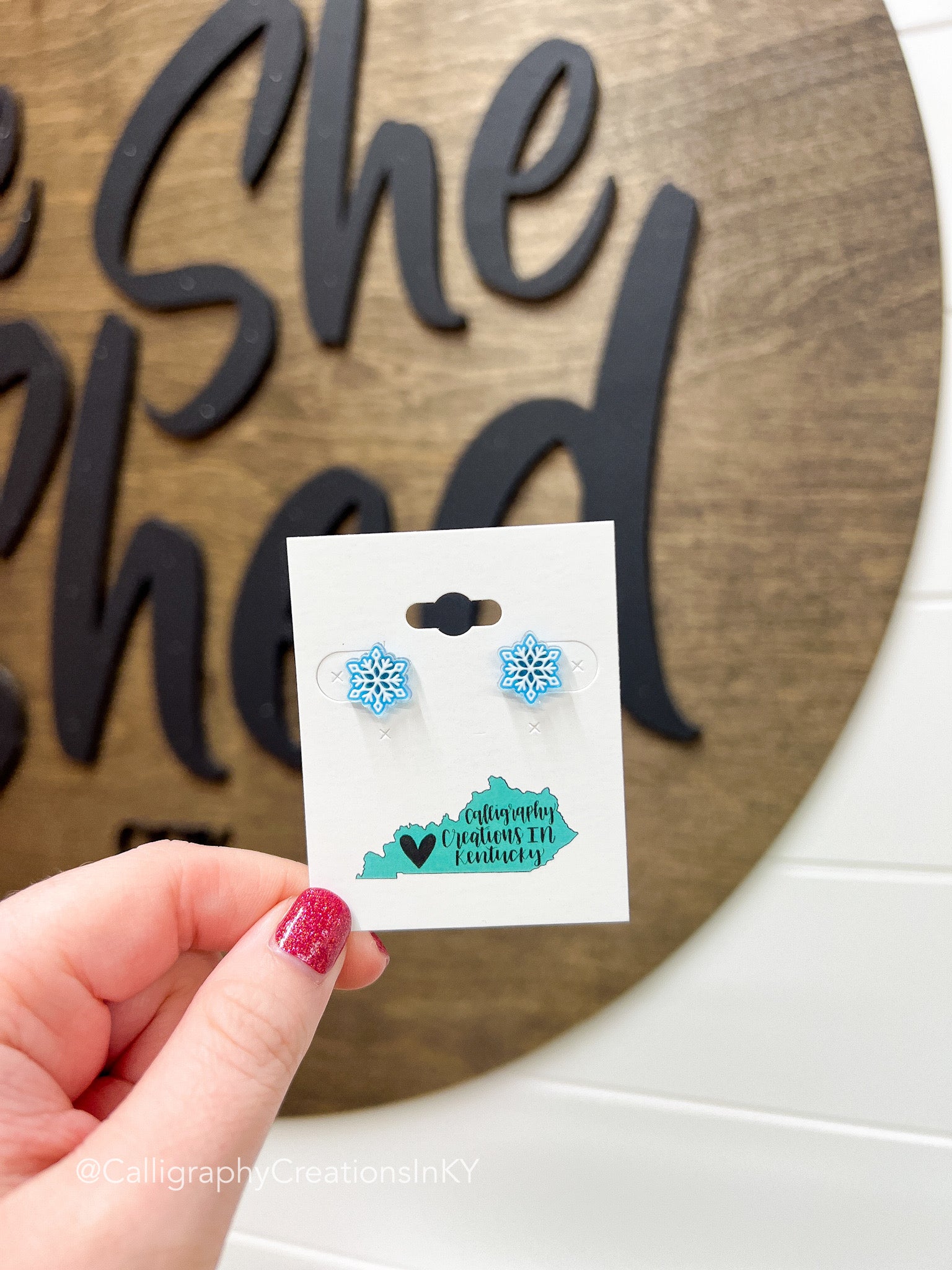 Snowflake Stud Earrings – Calligraphy Creations In KY