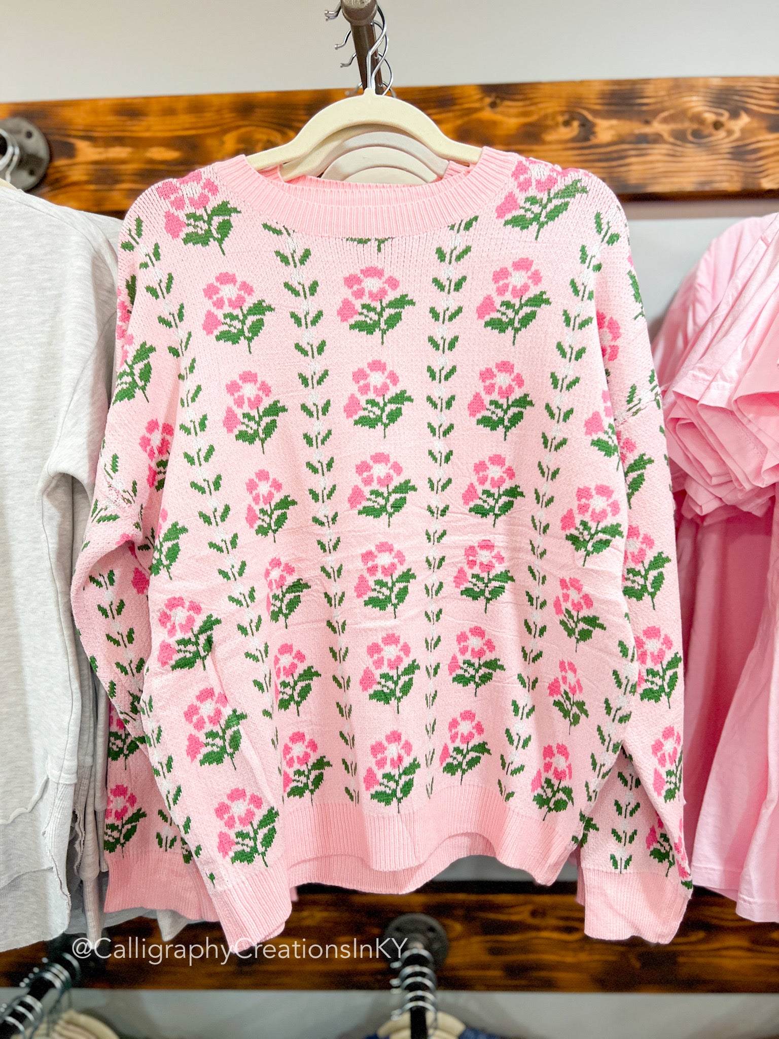 Pink Floral Sweater – Calligraphy Creations In KY
