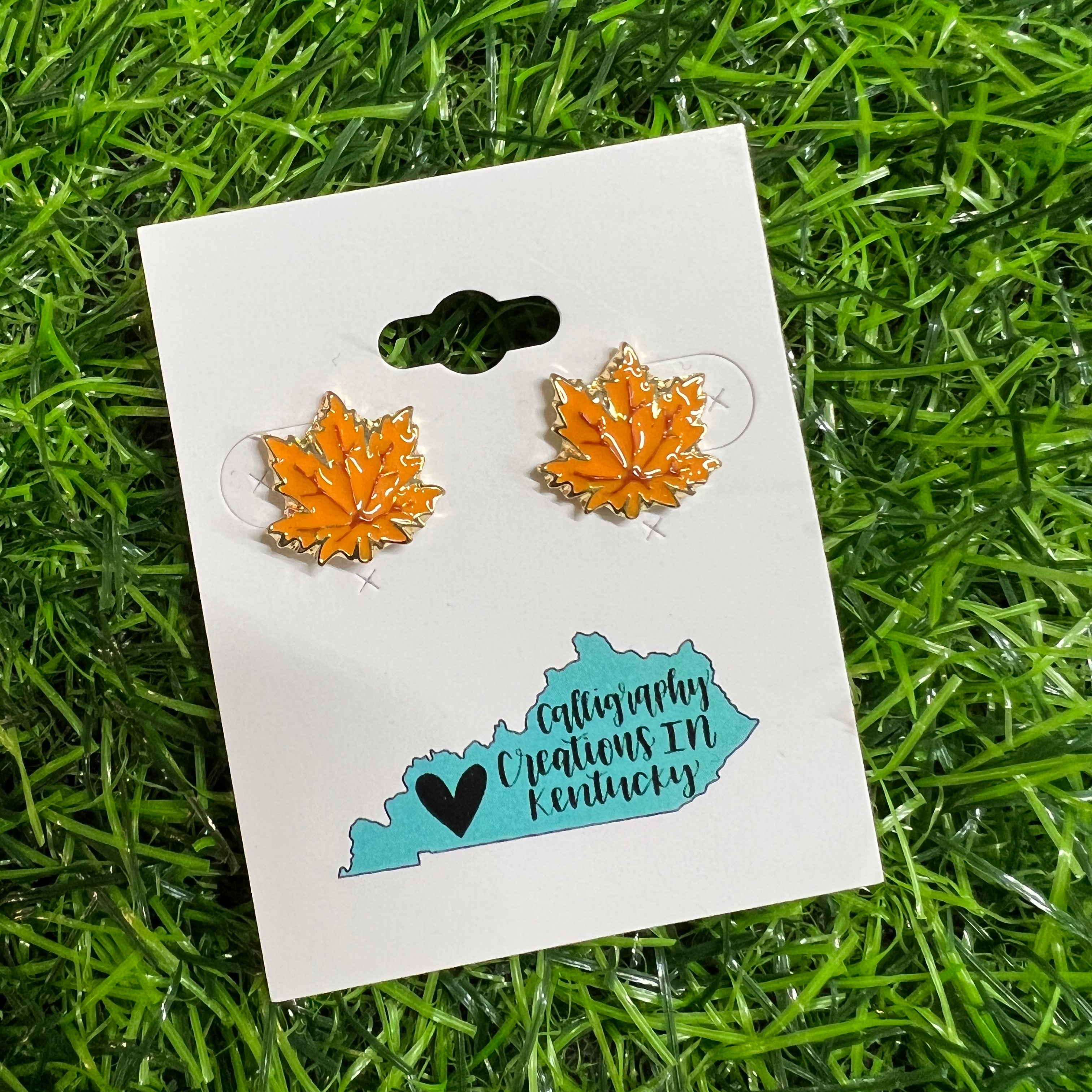 Leaf Stud Earrings – Calligraphy Creations In KY
