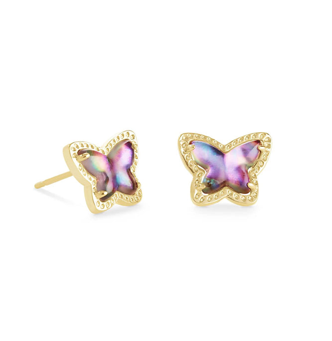 Kendra Scott Lillia Butterfly Stud Earrings - Gold Lilac Abalone ...
