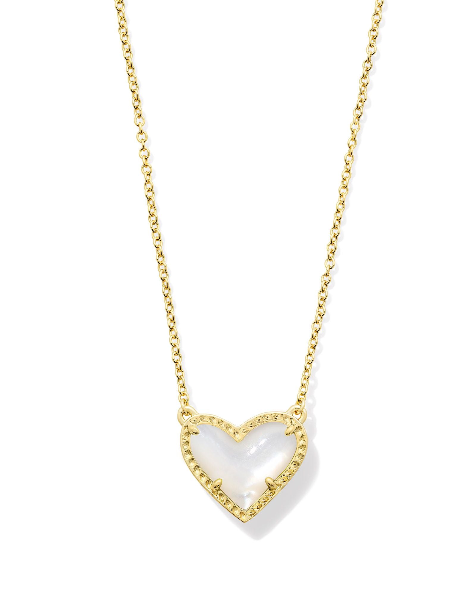 Kendra Scott Ari Heart Pendant Necklace - Gold Ivory Mother of Pearl ...