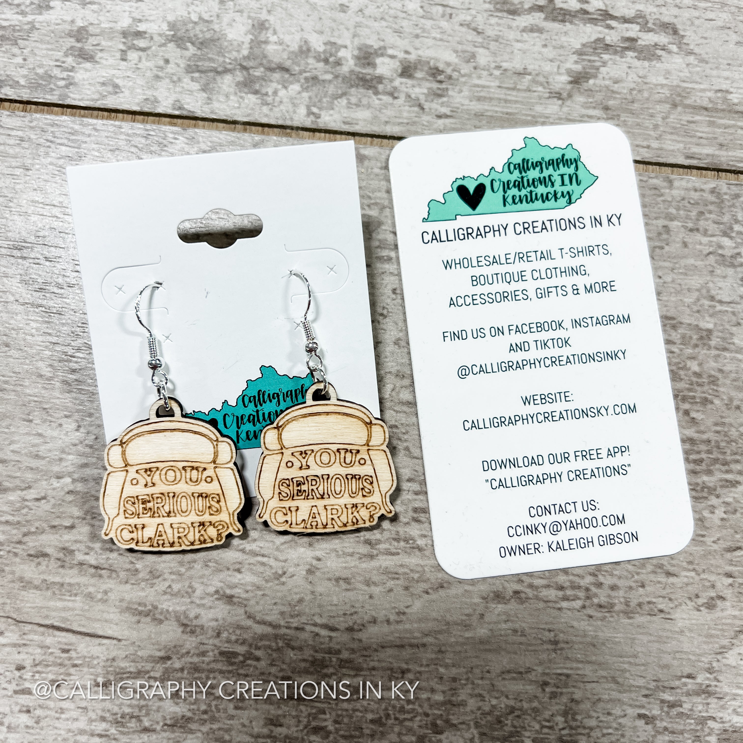Wooden Eddie Earrings – Calligraphy Creations In KY