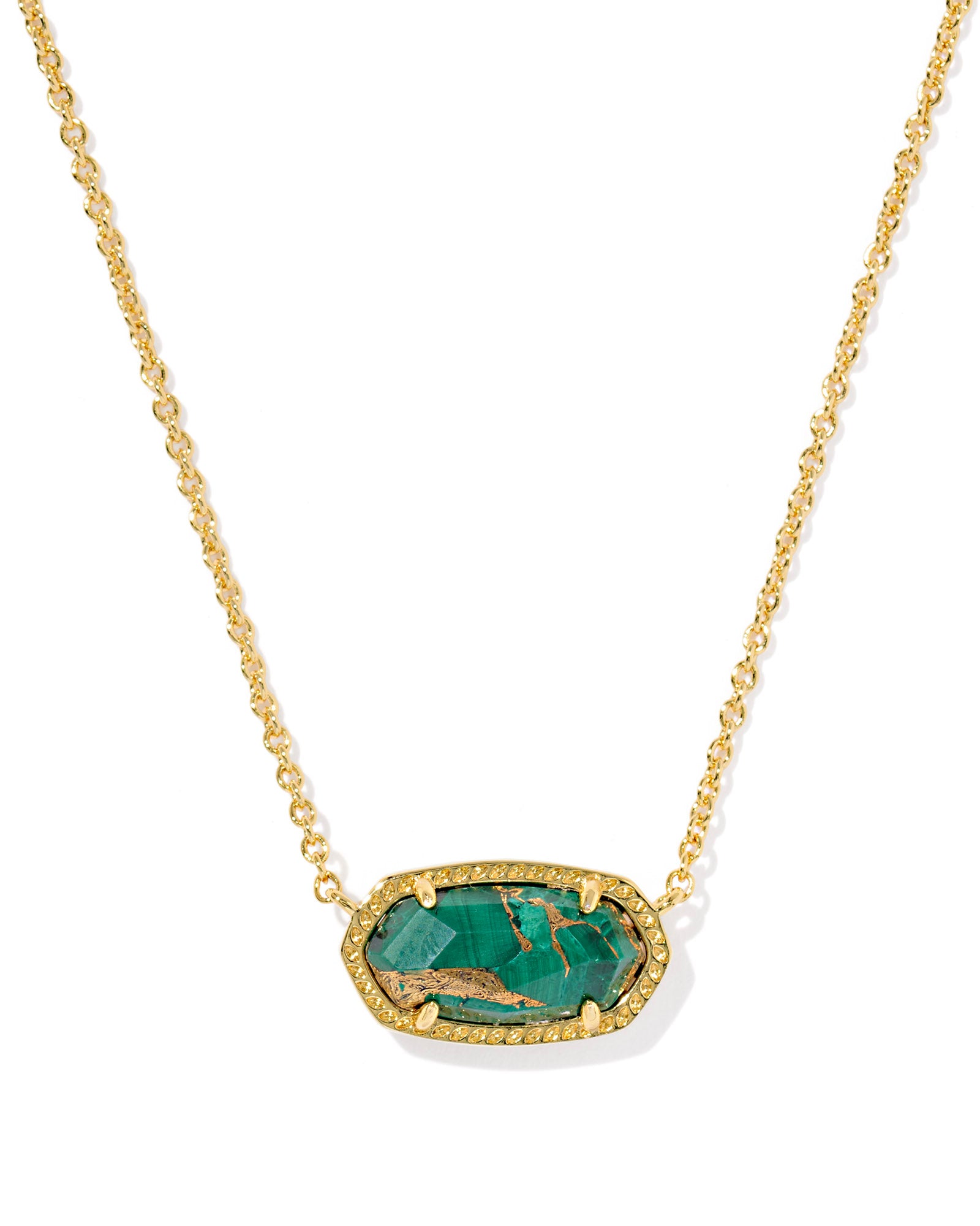 Kendra Scott Elisa Pendant Necklace - Gold Bronze Veined Green Malachi ...